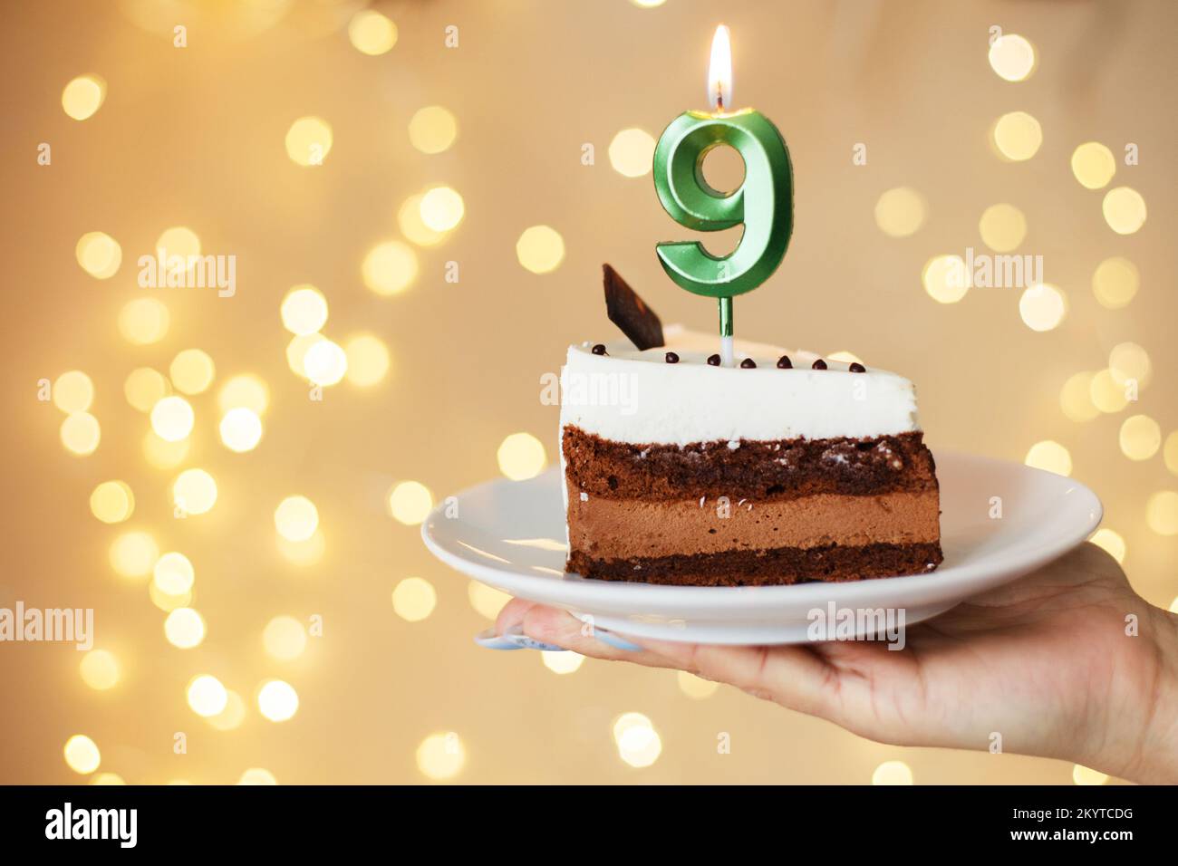 Birthday cake with 9 candles hi-res stock photography and images - Alamy