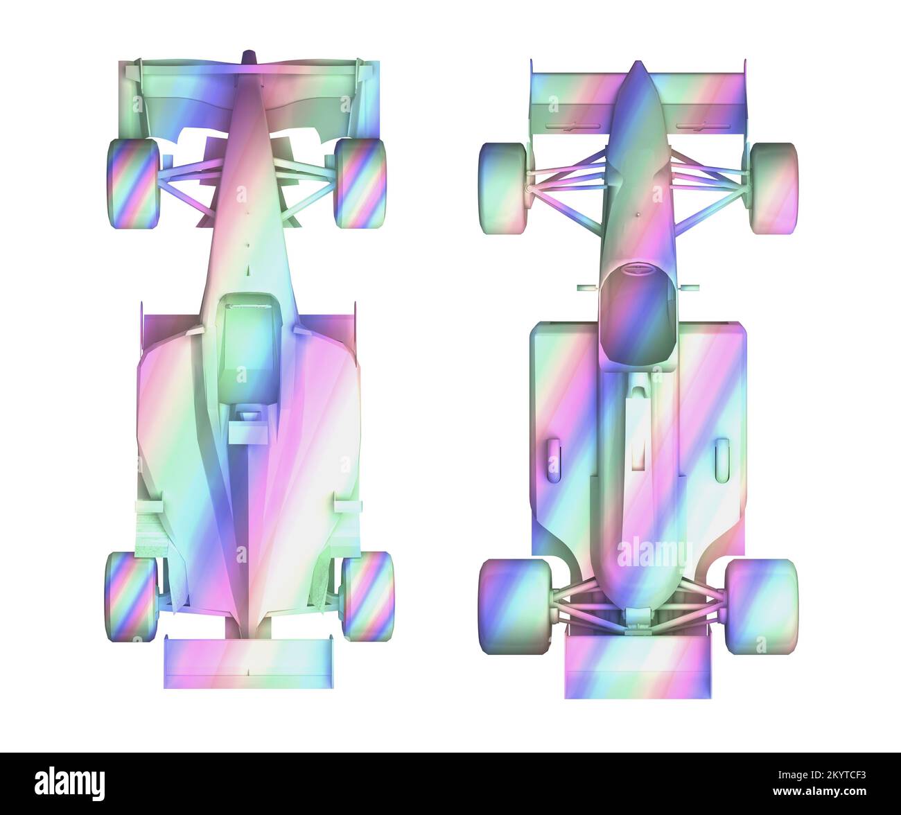 race car painted pastel colors top view. 3d rendering Stock Photo - Alamy