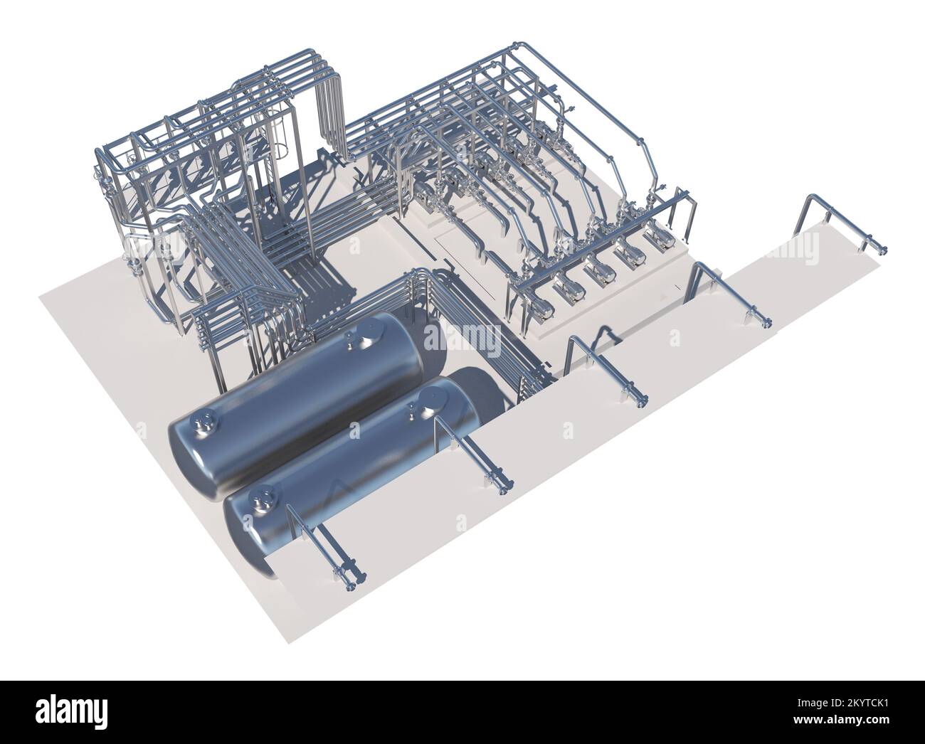 Discharge piping station equipment. 3d rendering Stock Photo - Alamy