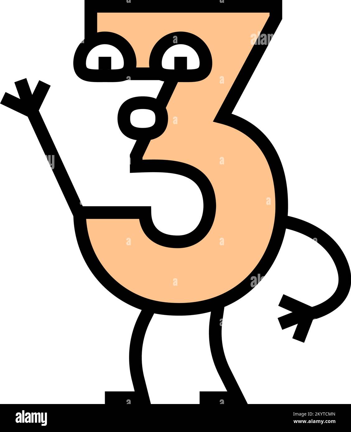 three number character color icon vector illustration Stock Vector ...