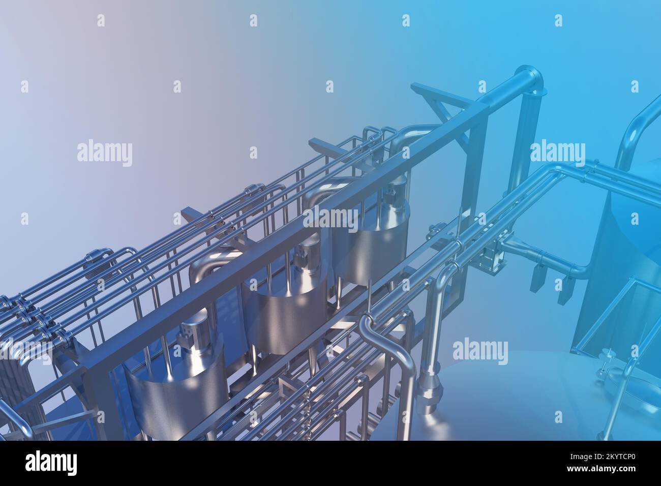 close up industrial background with pipes engines. 3d rendering Stock ...