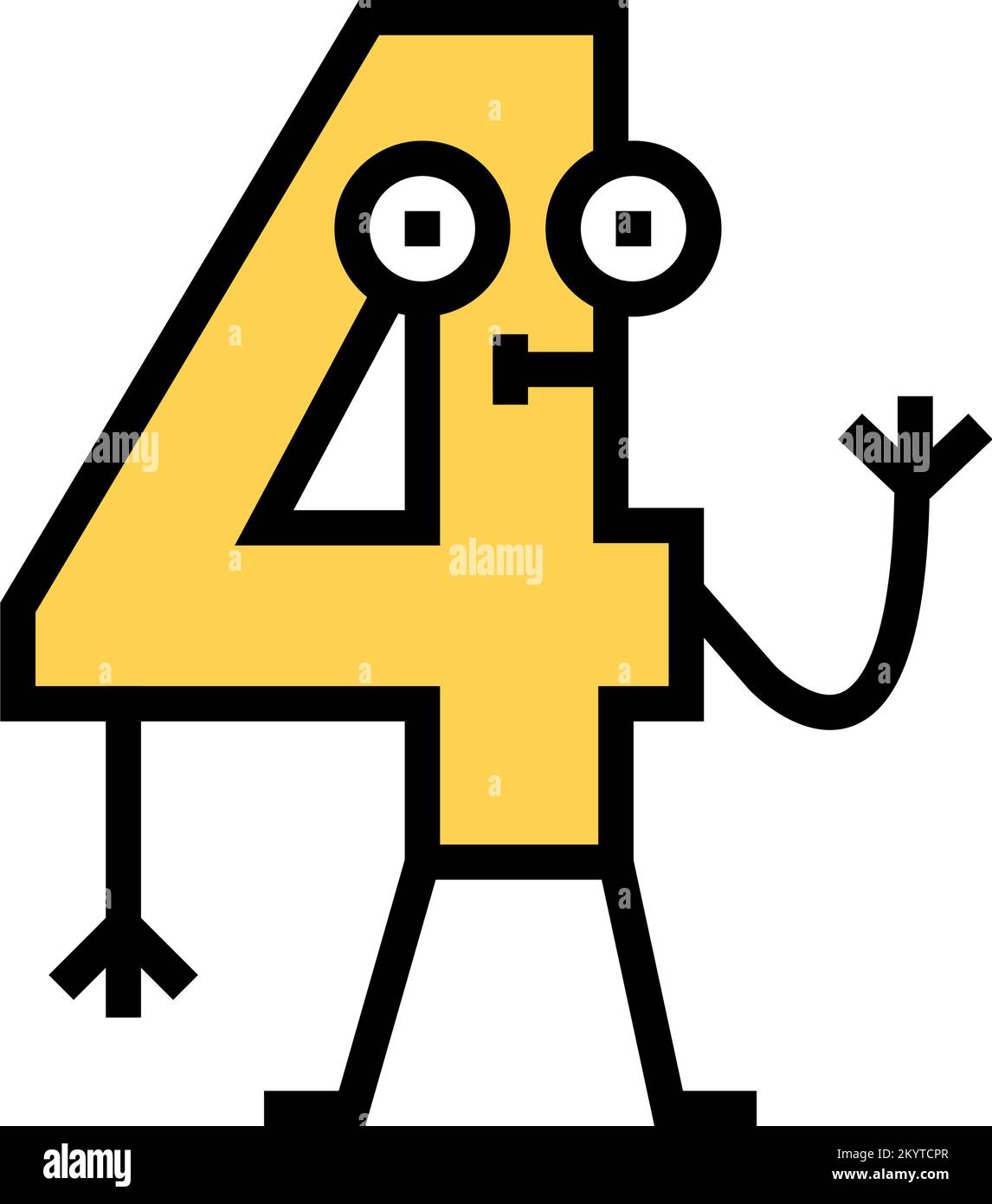 four number character color icon vector illustration Stock Vector Image ...