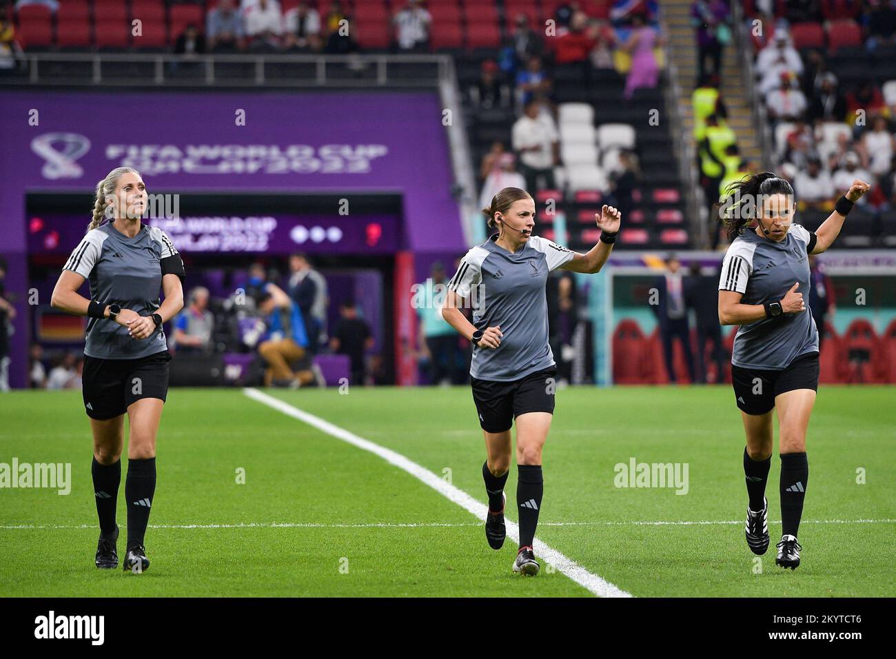 AL KHOR, QATAR - DECEMBER 1: Referees Karen Diaz Medina, Stephanie ...