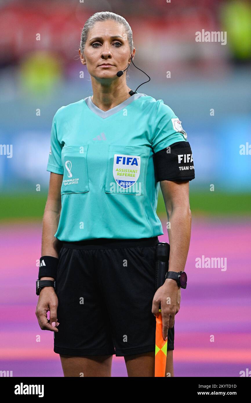 AL KHOR, QATAR - DECEMBER 1: Assistant referee Neuza Ines Back prior to ...