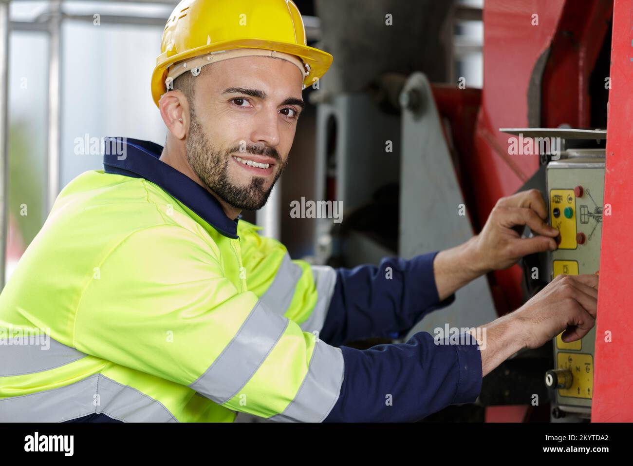 portrait of engineering man standing with white safety helmet Stock ...
