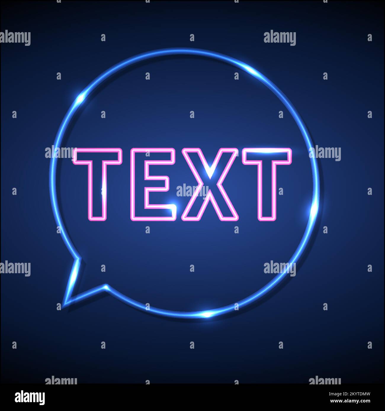 big blue neon circle bubble with your pink text template for sign tag ...