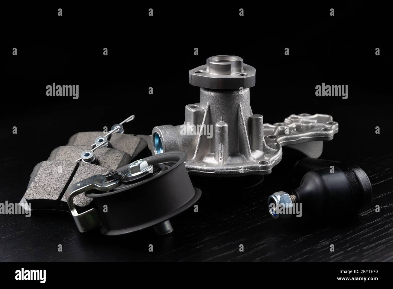 Close up auto parts spare parts car on black background. Auto parts ...