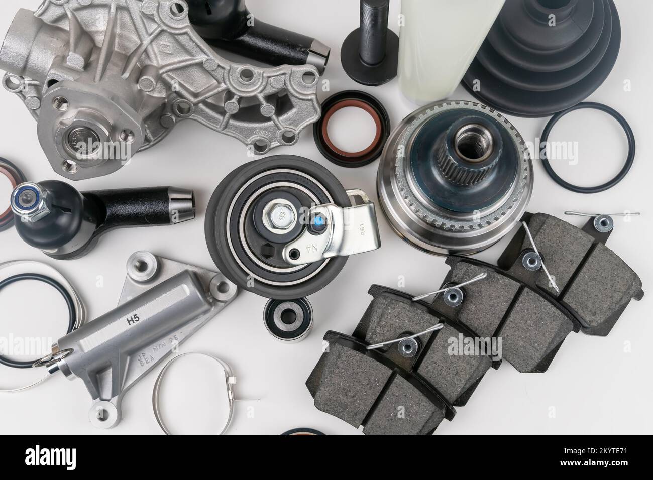 Auto parts spare parts car on white background. Auto parts store ...