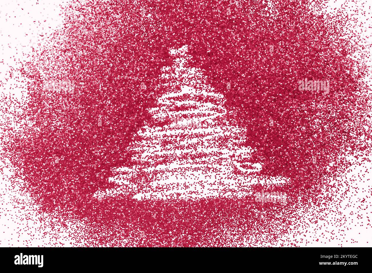 finger drawn christmas tree on shiny red confetti background Stock ...