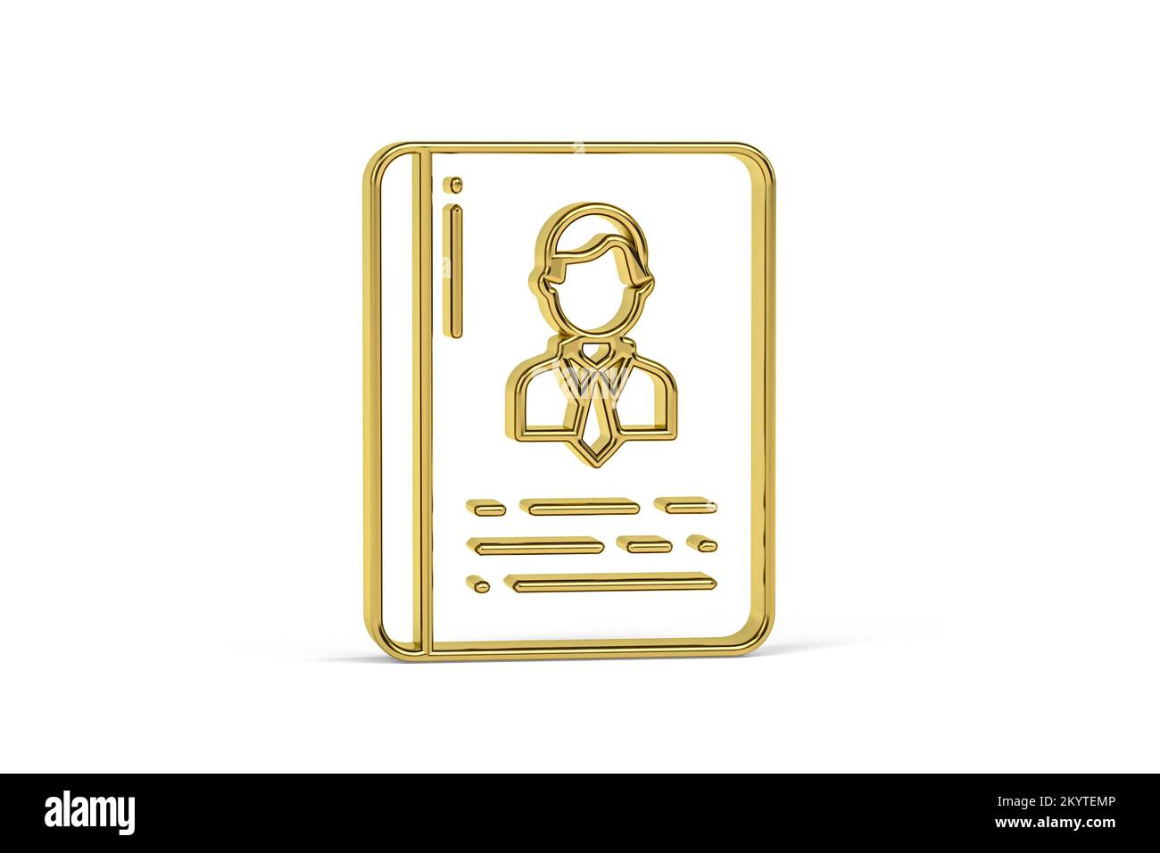Golden 3d agenda icon isolated on white background - 3d render Stock ...