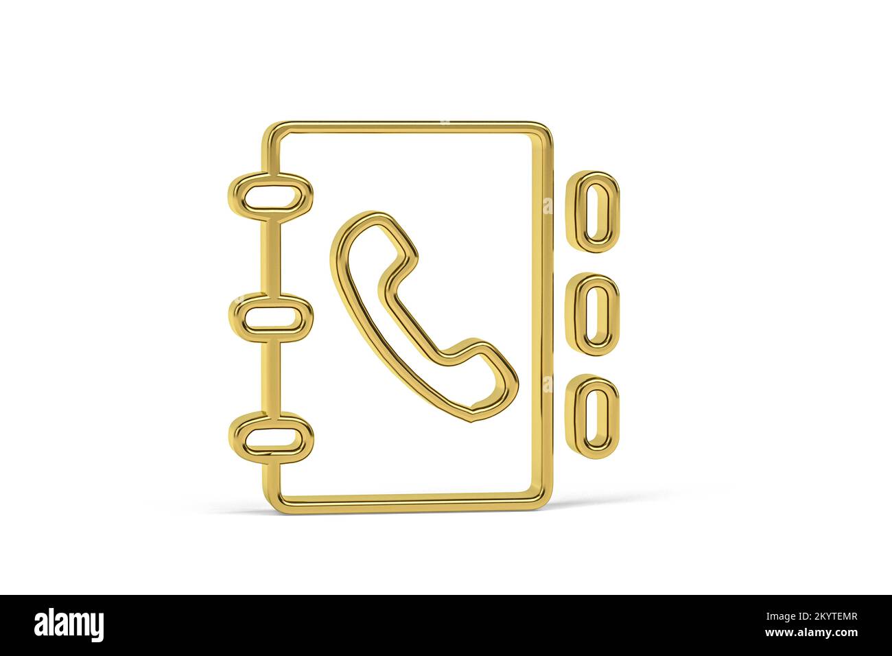 Golden 3d agenda icon isolated on white background - 3d render Stock ...