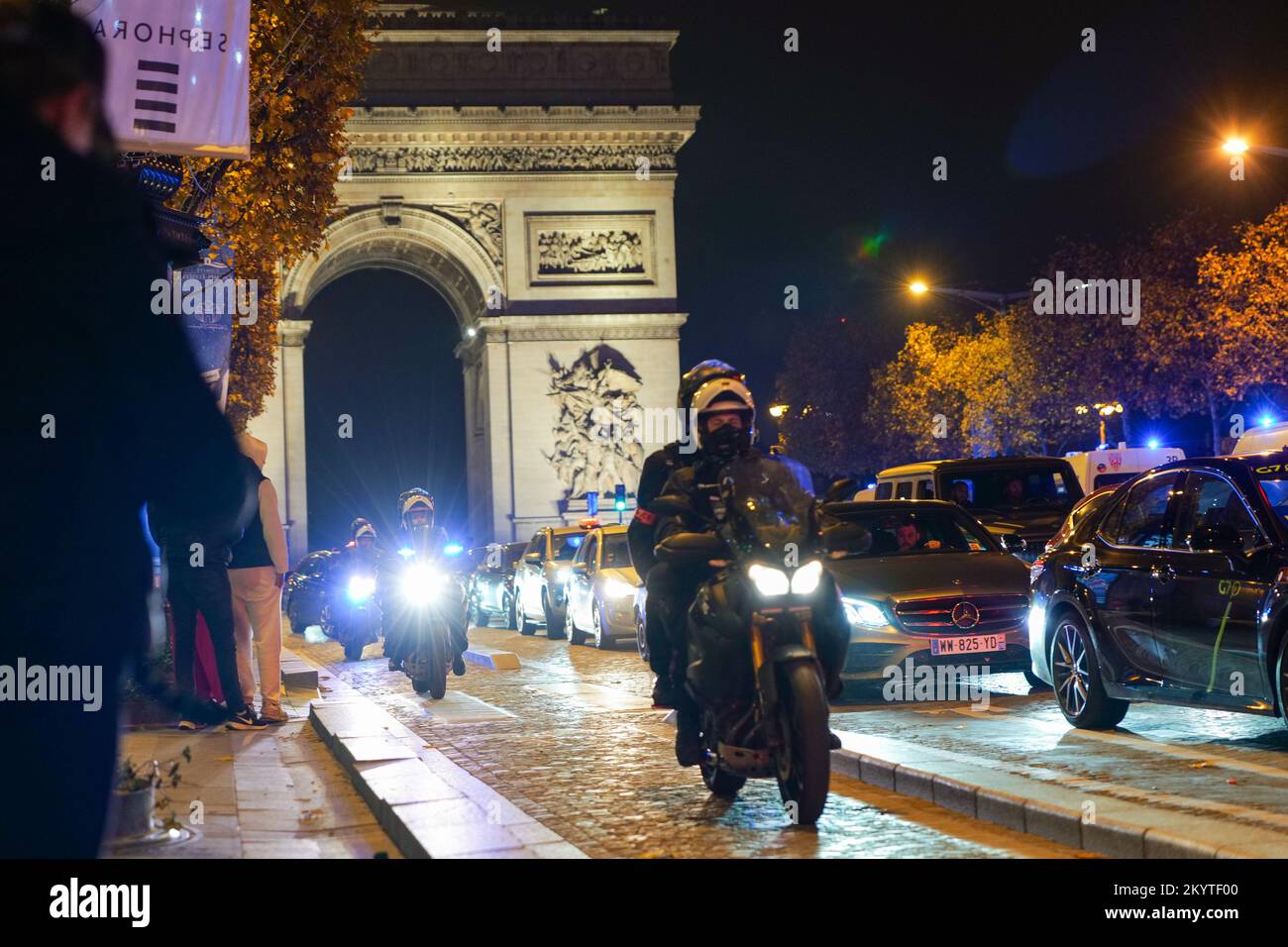 Paris, France, 01/12/2022. Moroccan and Tunisian supporters celebrate ...