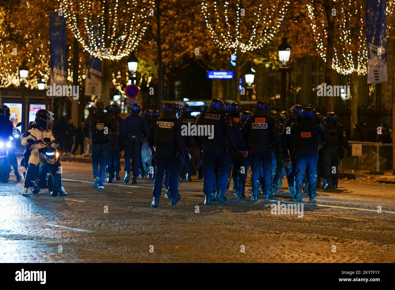 Paris, France, 01/12/2022. Moroccan and Tunisian supporters celebrate ...