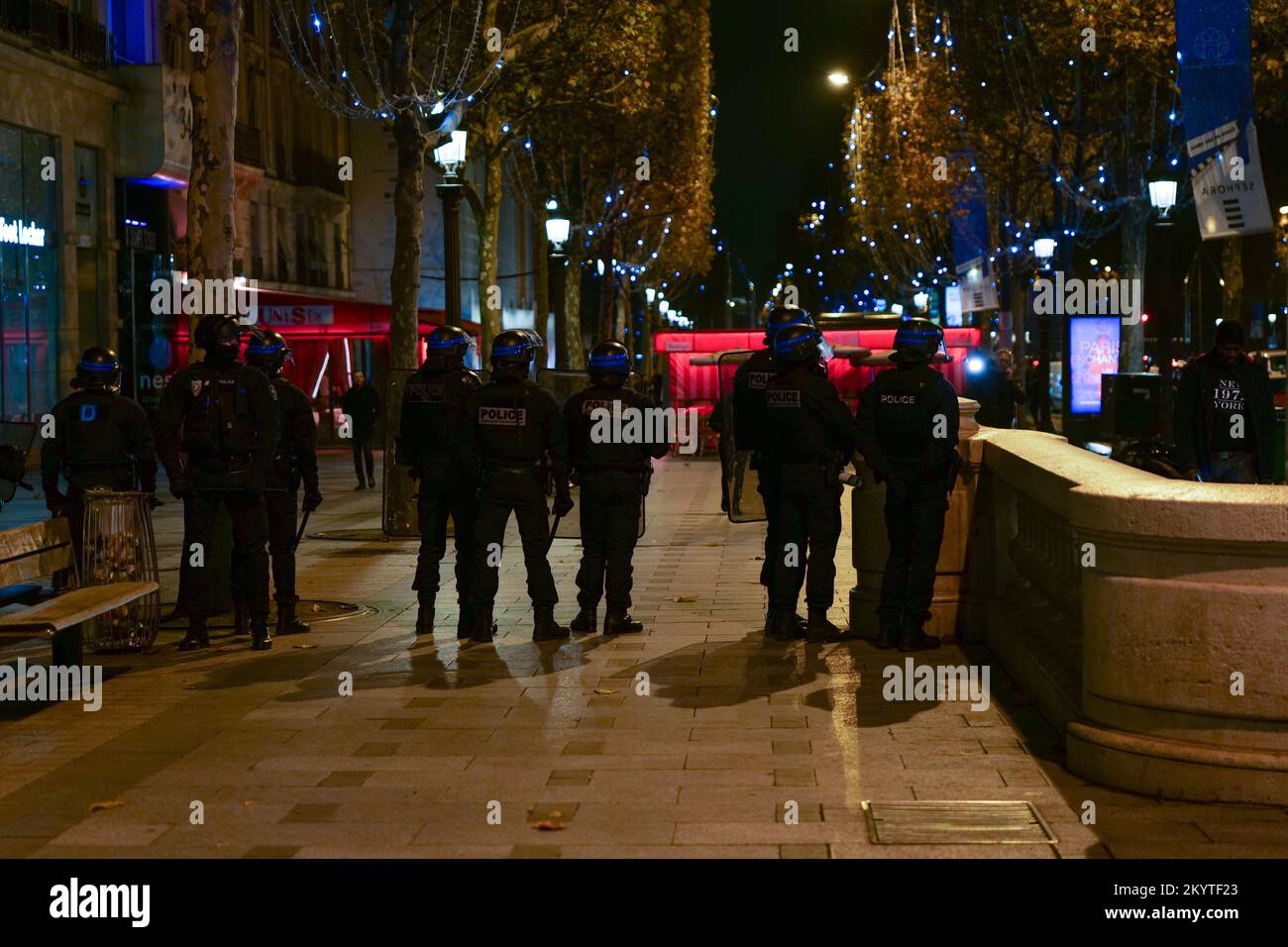 Paris, France, 01/12/2022. Moroccan and Tunisian supporters celebrate ...