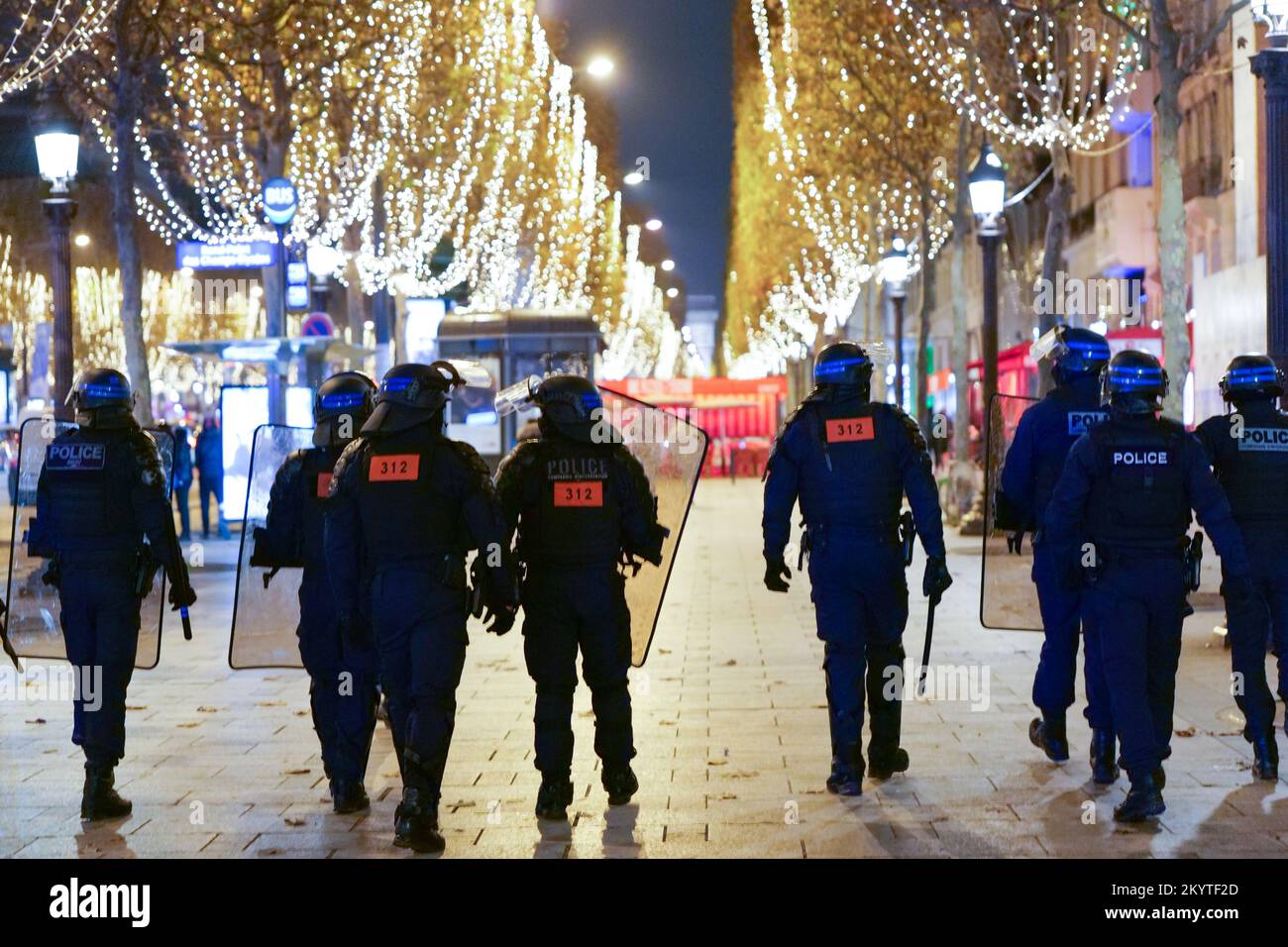 Paris, France, 01/12/2022. Moroccan and Tunisian supporters celebrate ...