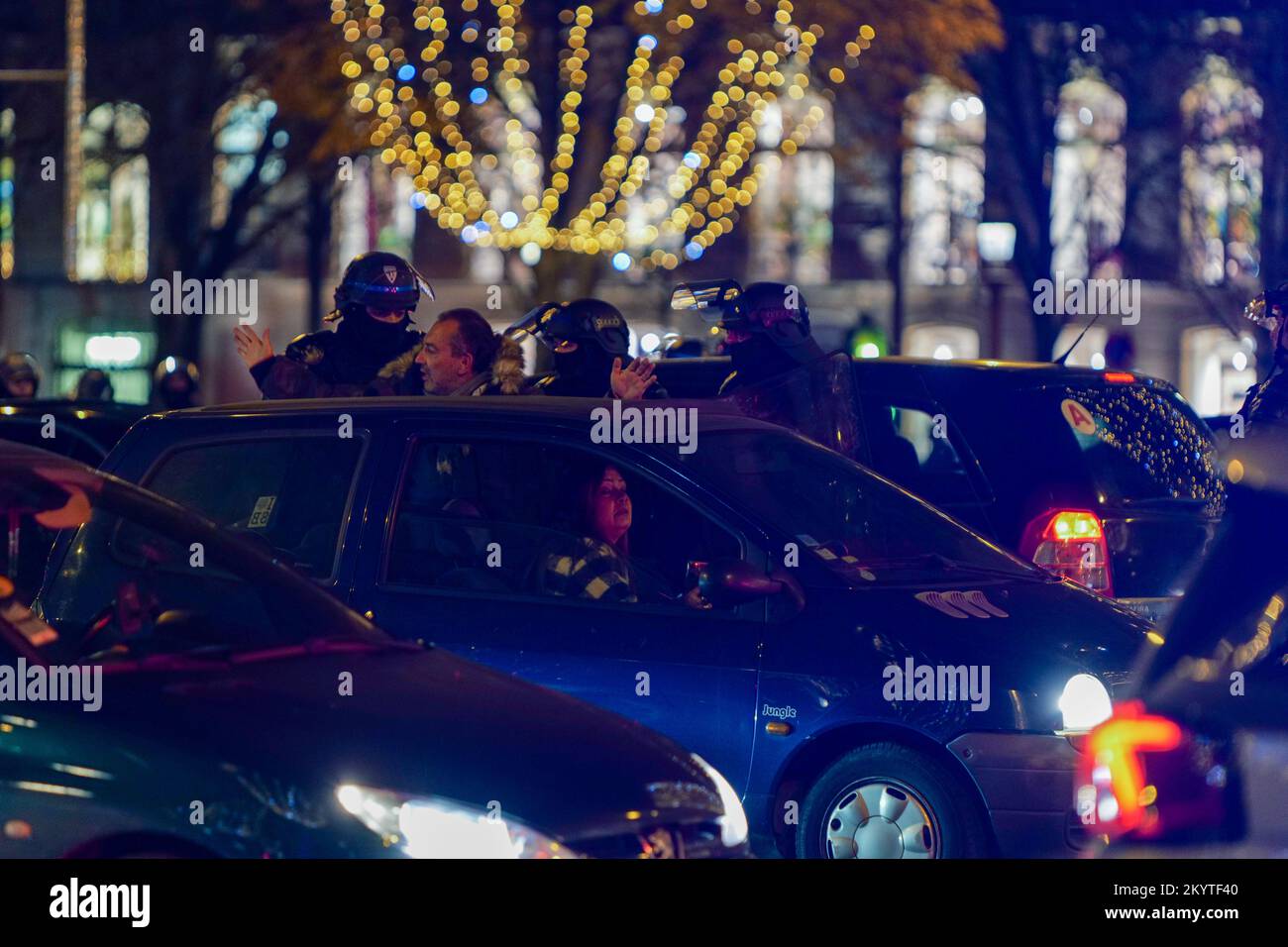 Paris, France, 01/12/2022. Moroccan and Tunisian supporters celebrate ...