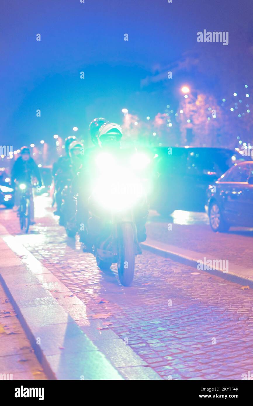 Paris, France, 01/12/2022. Moroccan and Tunisian supporters celebrate ...
