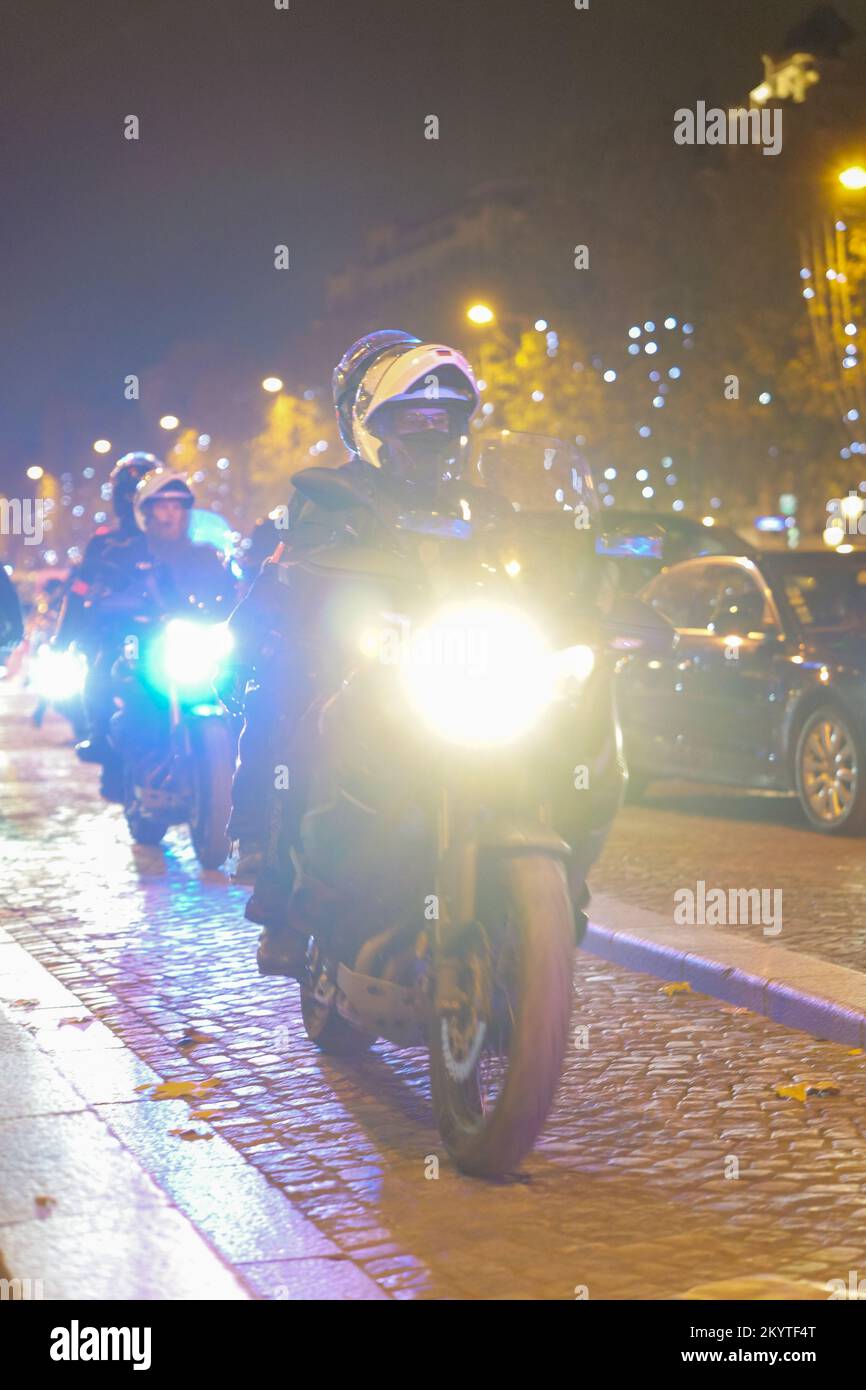 Paris, France, 01/12/2022. Moroccan and Tunisian supporters celebrate ...