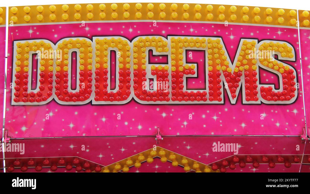 Dodgems funfair ride sign hi-res stock photography and images - Alamy