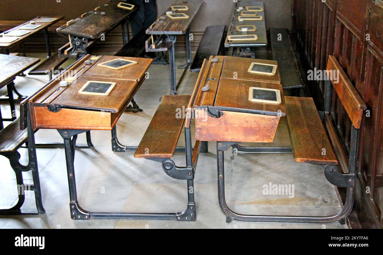 A Representation of an Old Fashioned School Classroom Stock Photo - Alamy