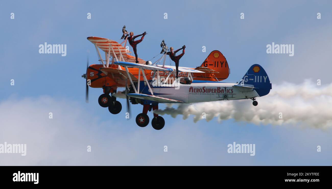 Wingwalkers at Eastbourne Airbourne airshow August 2022 Stock Photo - Alamy