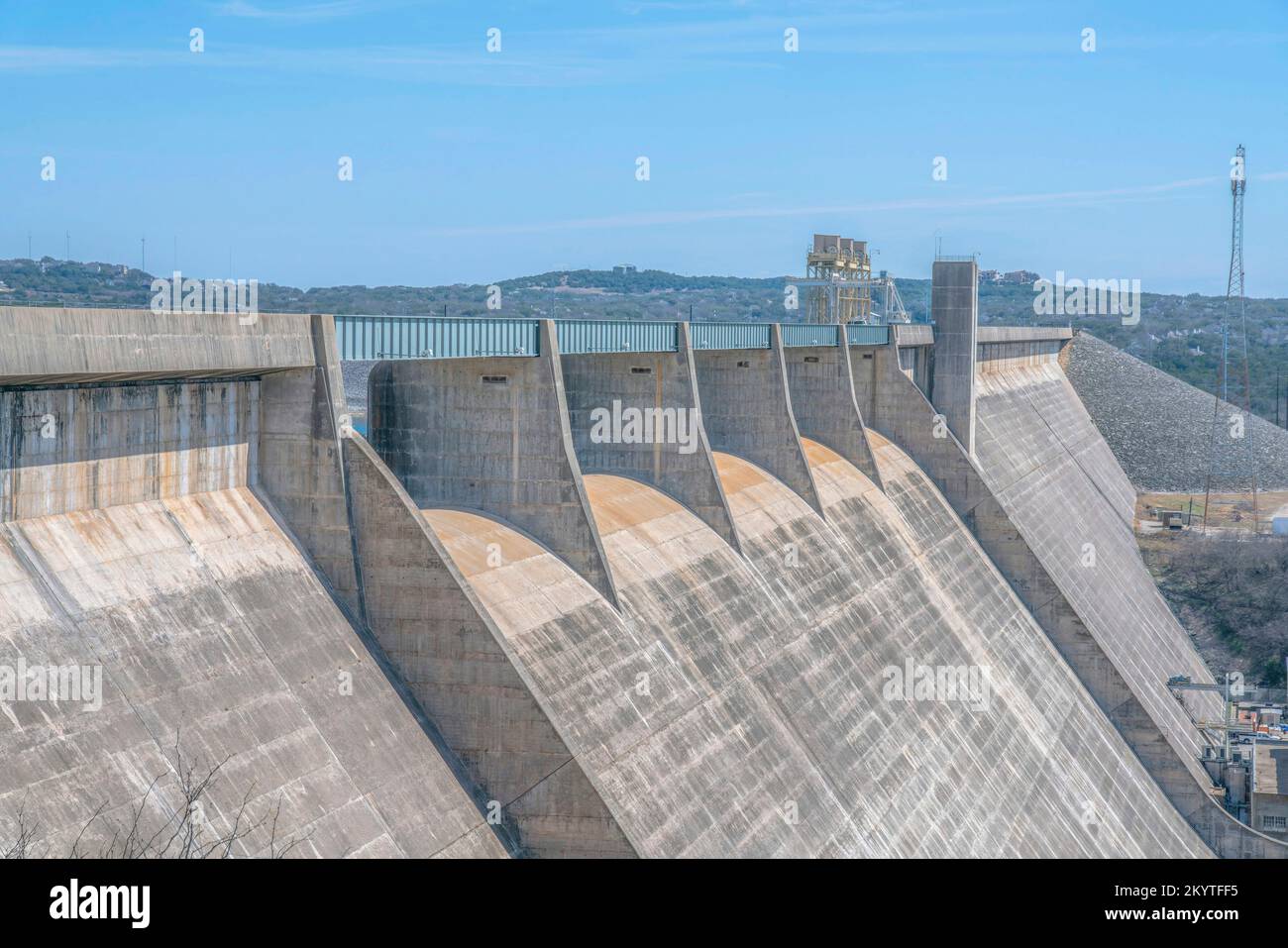 View of big concrete wall of Lake Austin Dam in Austin, Texas Stock ...