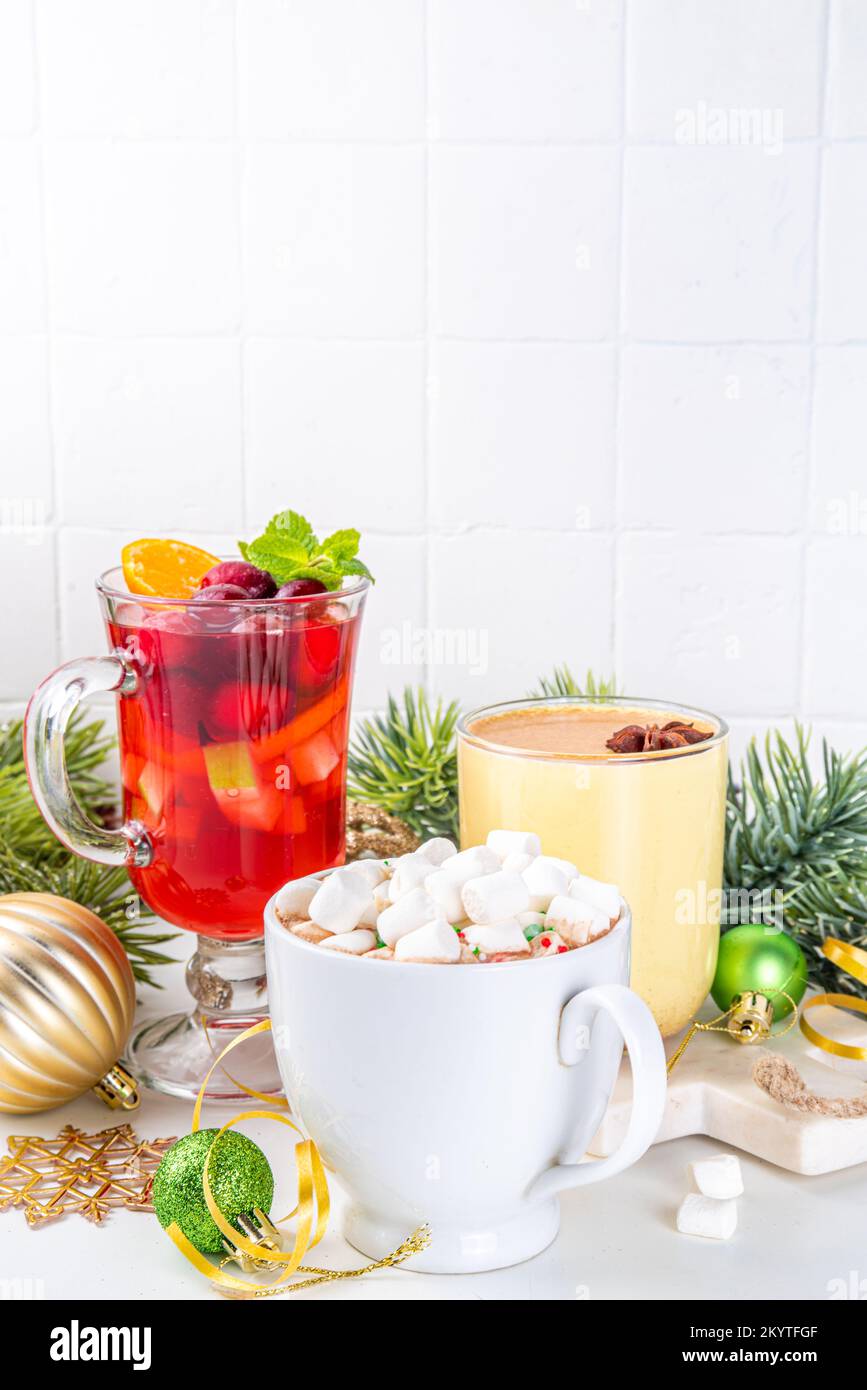 Set of traditional Christmas winter drinks. Christmas bar menu ...
