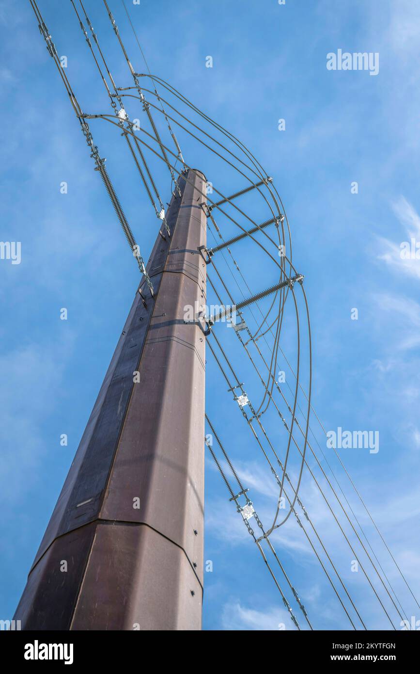 Electrical steel pole in a low angle view- Lake Austin, Austin, Texas ... Electrical steel pole in a low angle view- Lake Austin, Austin, Texas ...