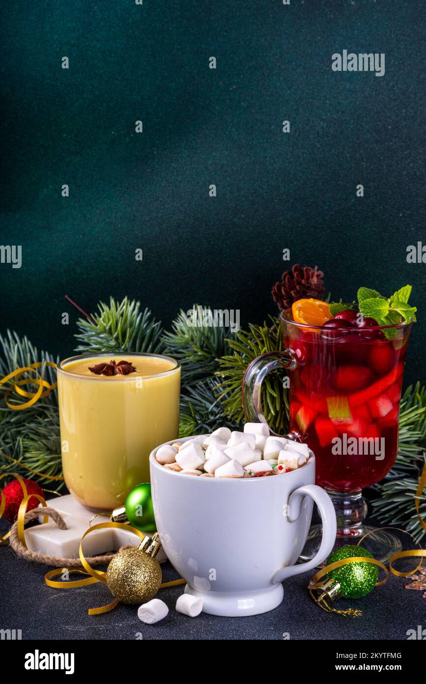 Set of traditional Christmas winter drinks. Christmas bar menu ...