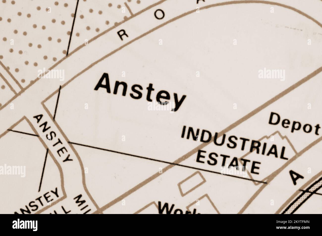 Anstey village in Hampshire, United Kingdom atlas map town name - sepia ...