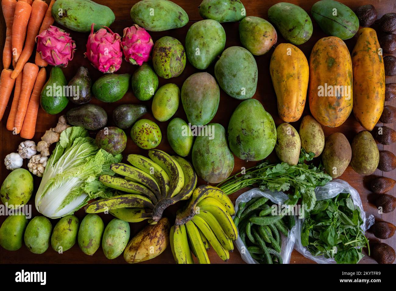 Set of Balinese fruits and vegetables . Flat lay Stock Photo - Alamy