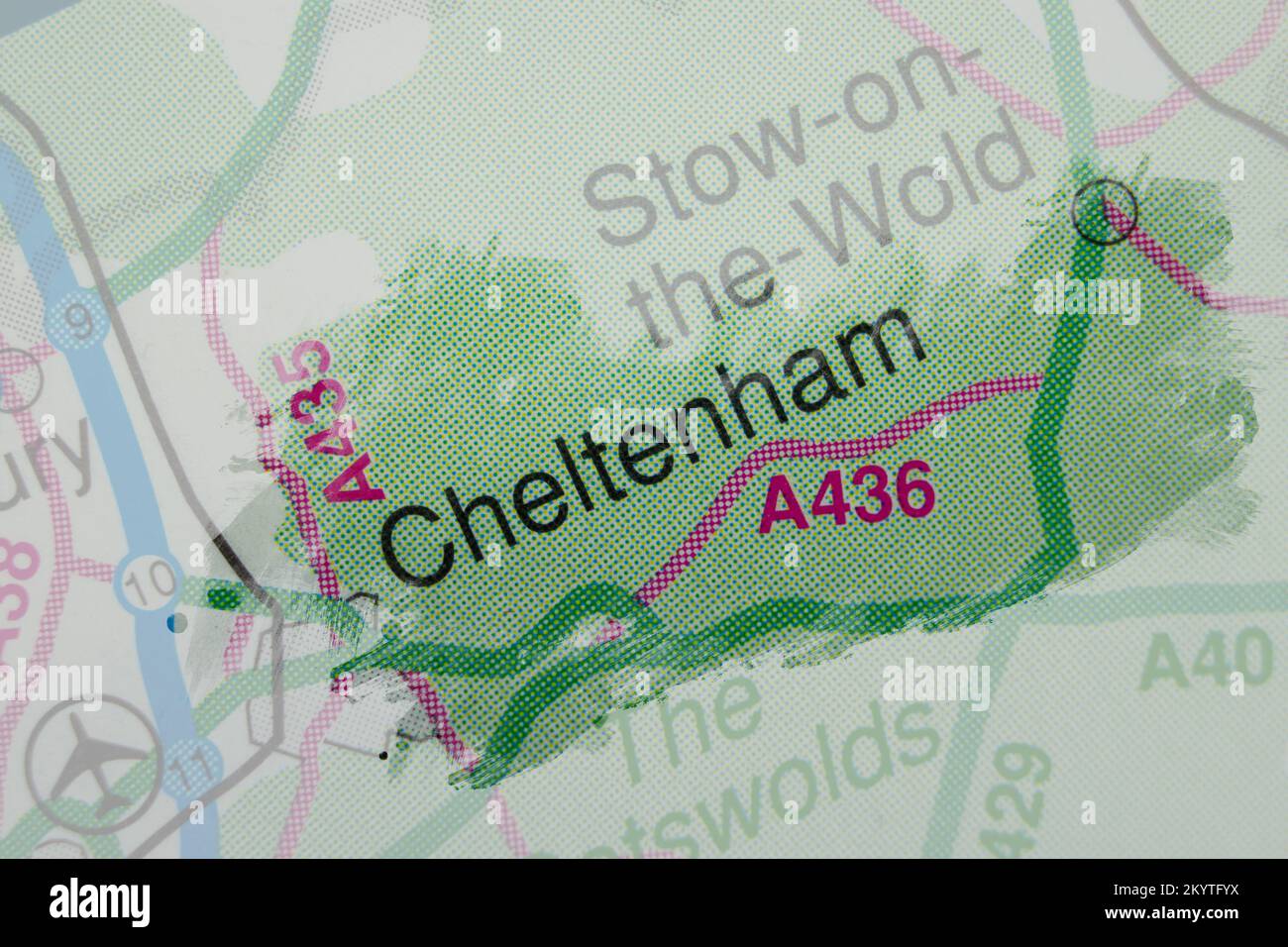 Cheltenham, United Kingdom atlas map town name - paint Stock Photo - Alamy