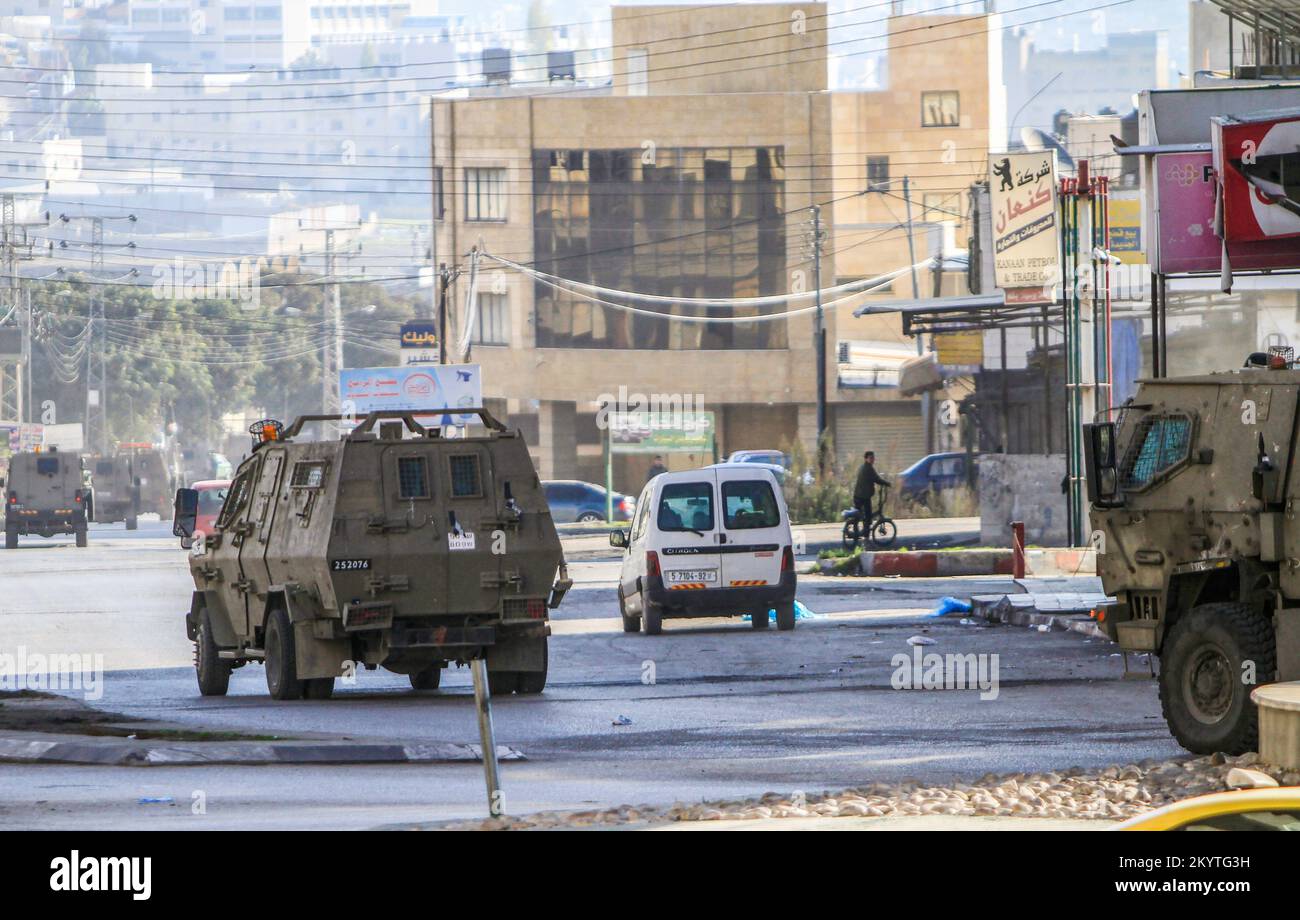 Nablus, Palestine. 02nd Dec, 2022. Israeli army vehicles seen ...