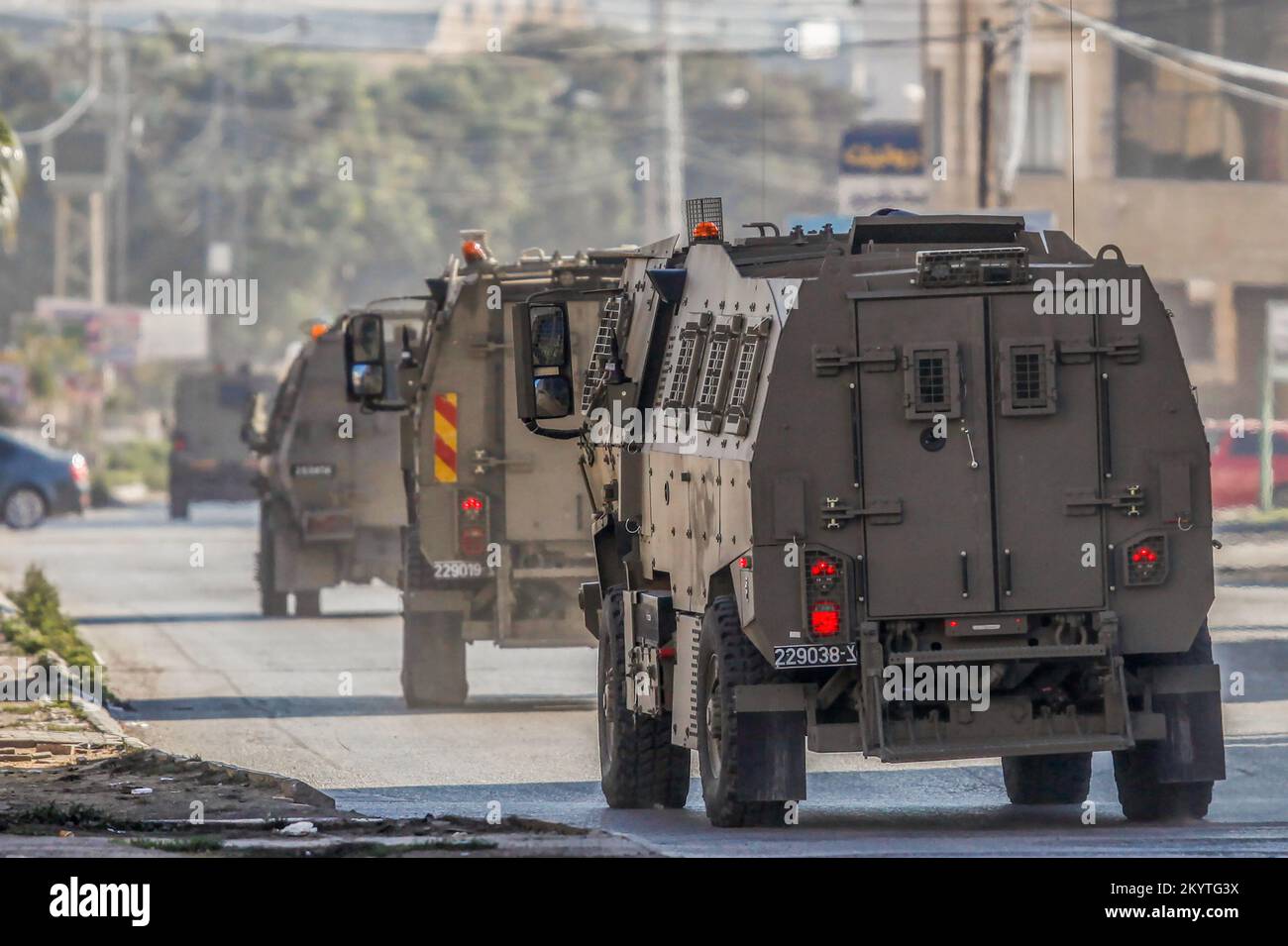 Nablus, Palestine. 02nd Dec, 2022. Israeli army vehicles seen ...