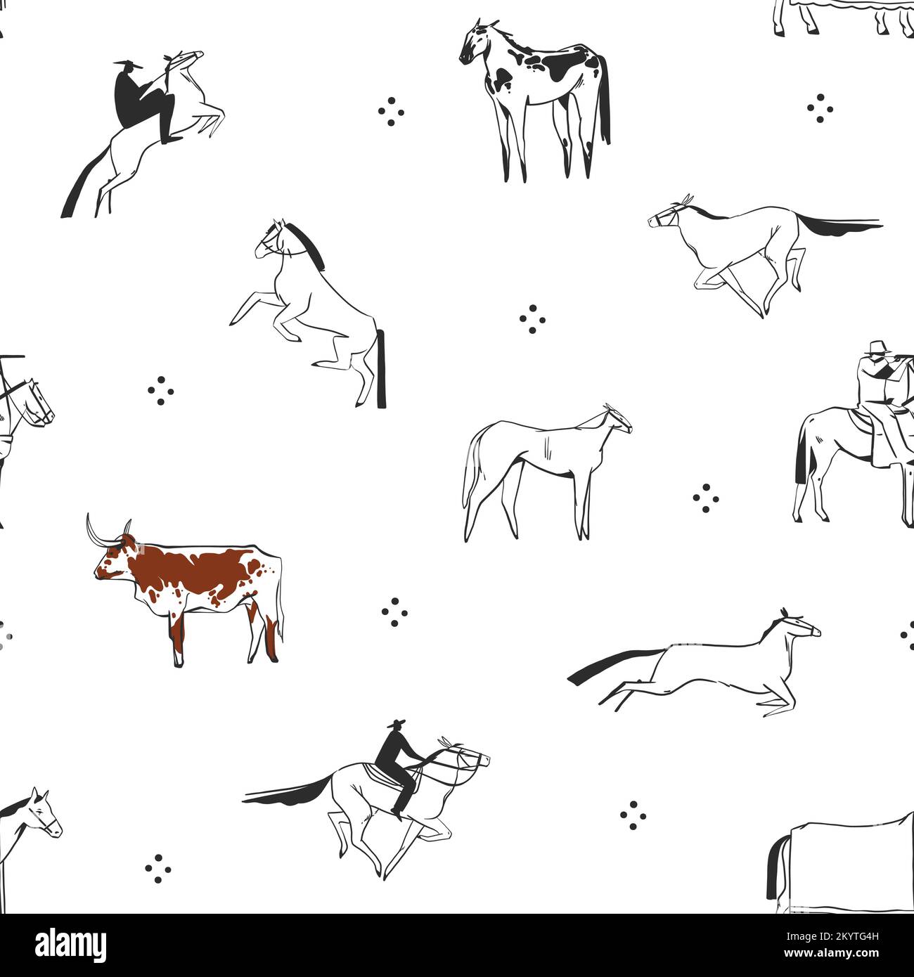 Hand drawn abstract vector graphic clipart illustration wild west ...