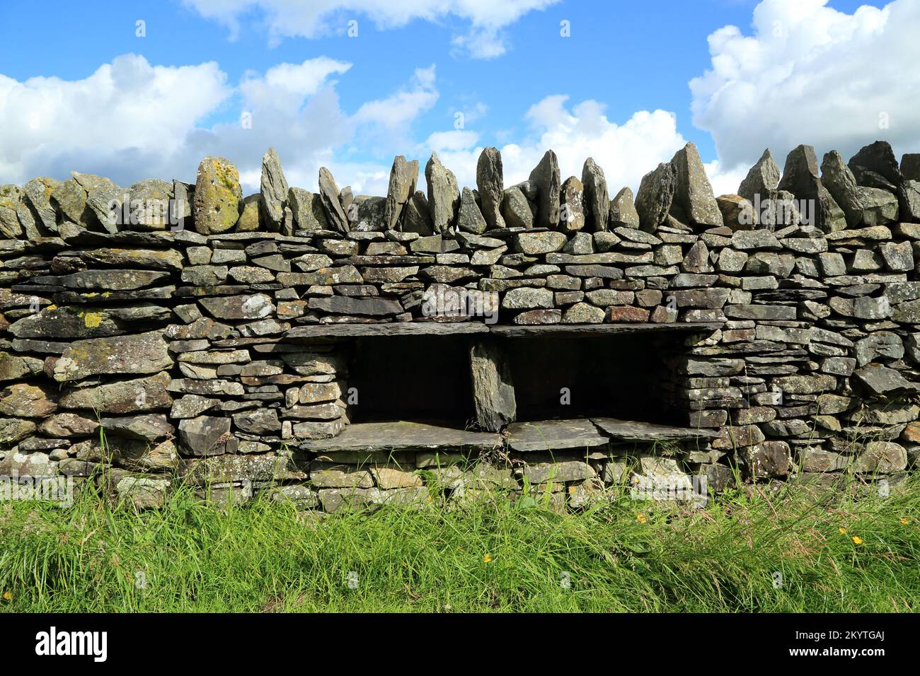 Example of slate dry stone wall with bee boles from the northern fells ...