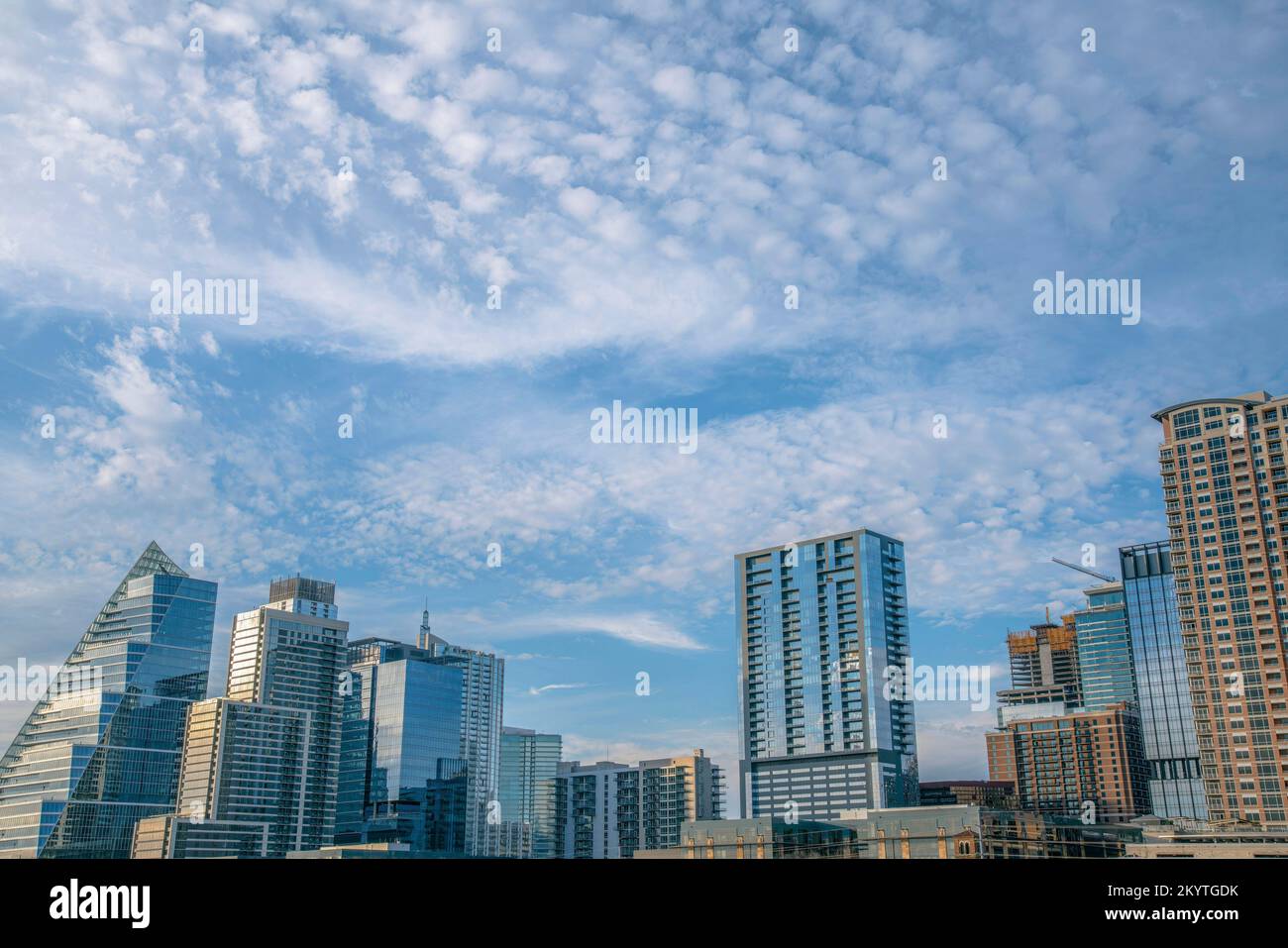 Austin, Texas- View of modern high-rise buildings with a reflection of ...
