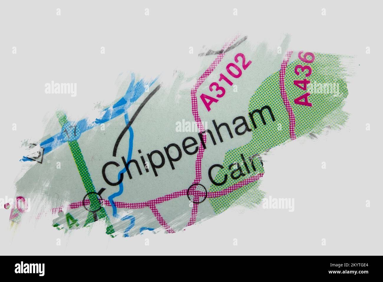 Chippenham, United Kingdom atlas map town name - painting Stock Photo ...