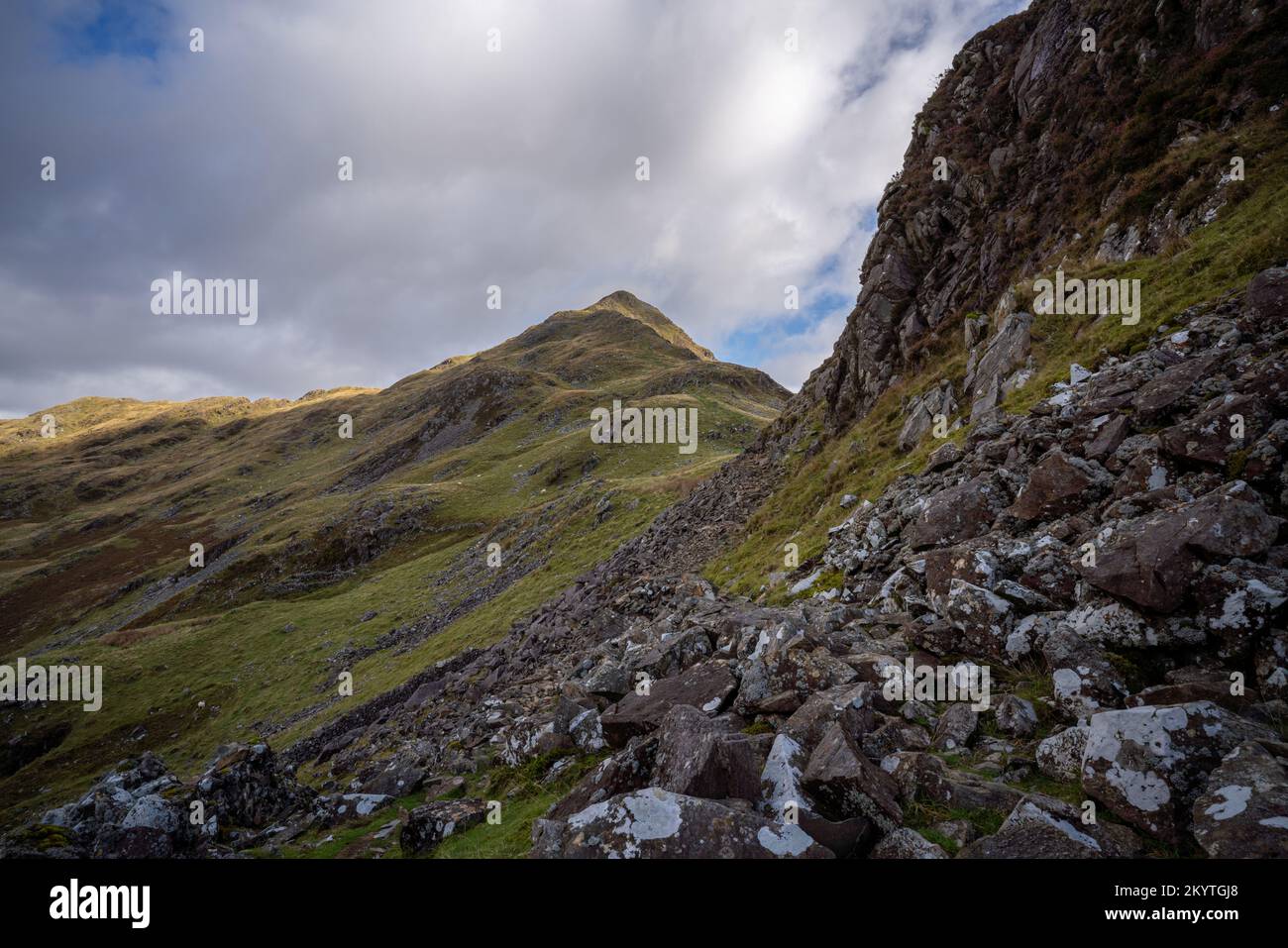 On route climbing Cnicht Mountain in the Snowdonia national park in North Wales, UK Stock Photo ...