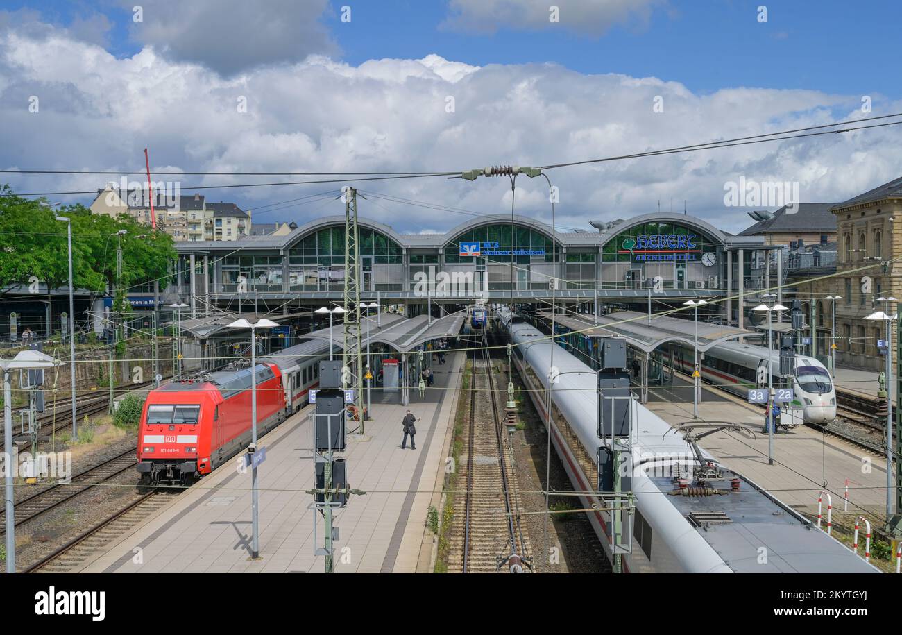 Züge, Gleise, Bahnsteige, Hauptbahnhof, Mainz, Rheinland-Pfalz ... Züge, Gleise, Bahnsteige, Hauptbahnhof, Mainz, Rheinland-Pfalz ...