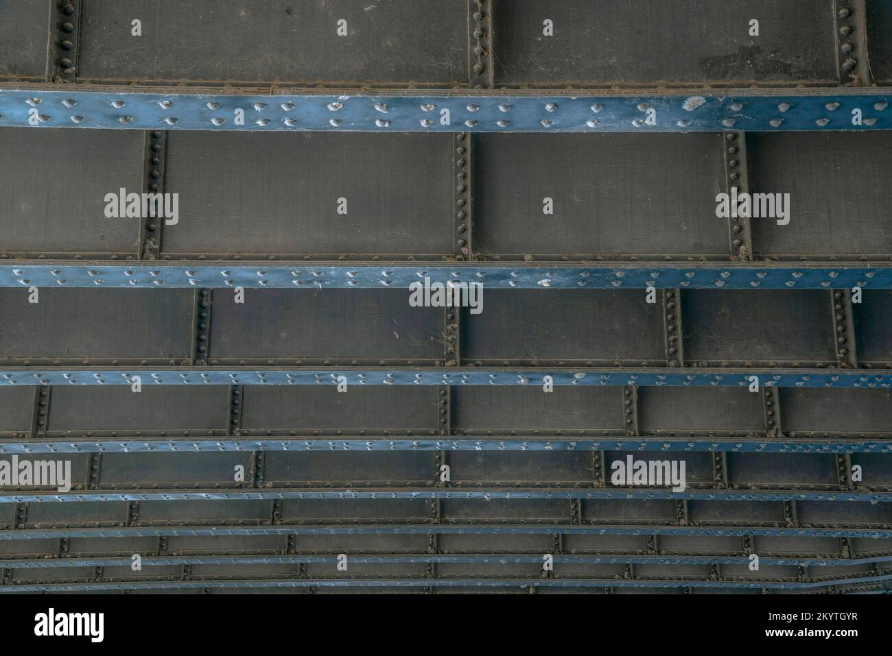 Metal support beams close-up under the bridge at River Walk- San ...