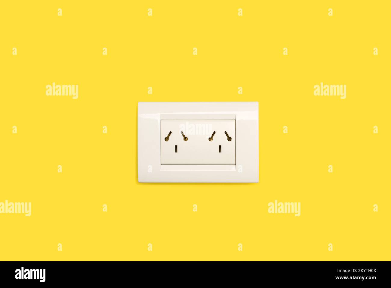 Double wall socket on a yellow background with copy space Stock Photo ...