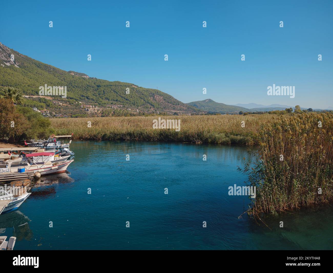 Akyaka ,Turkey, October 23, 2022: People are taking tour on Azmak ...