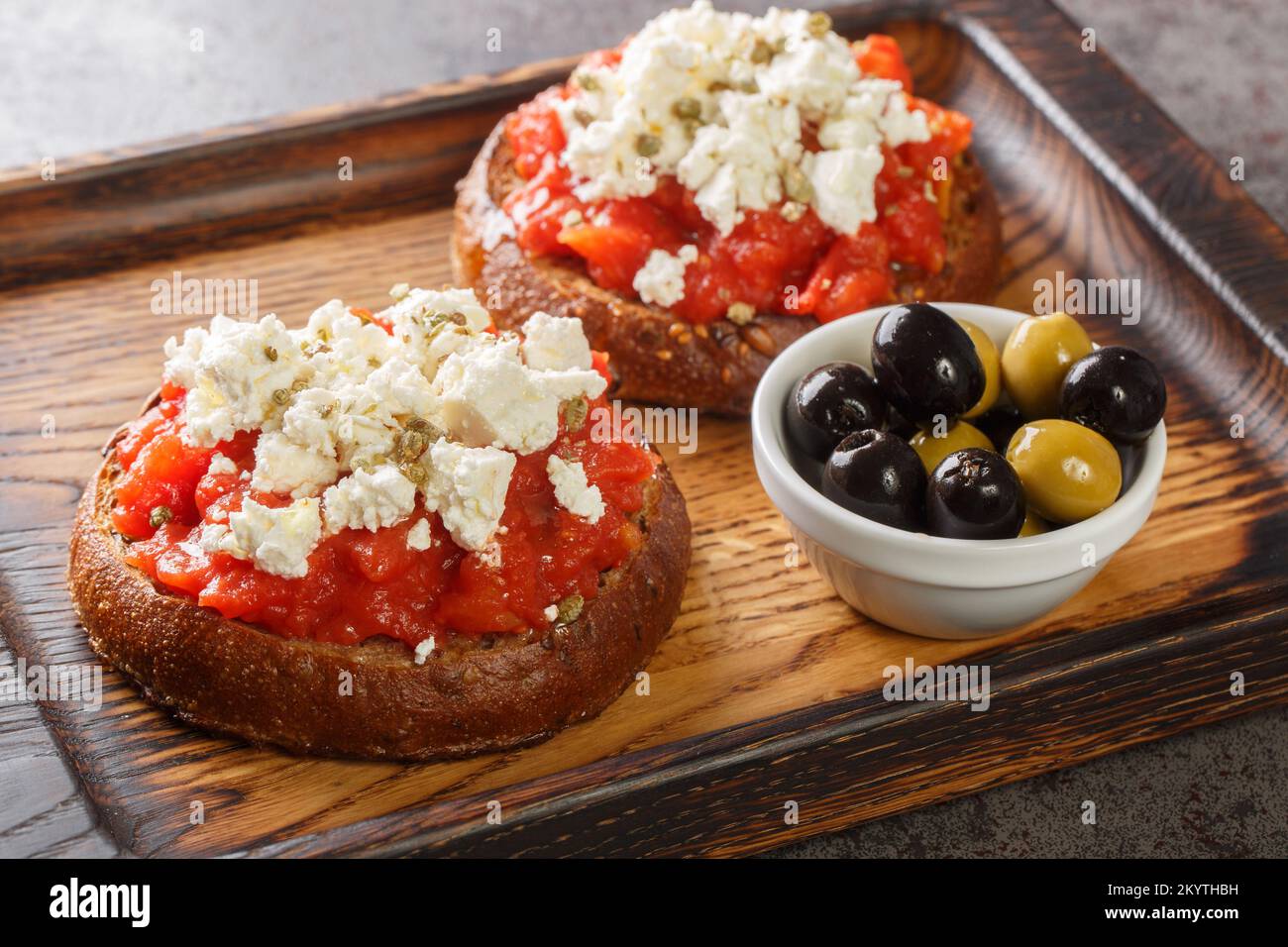 Cretan dakos is for a traditional salad from the island of Crete ...