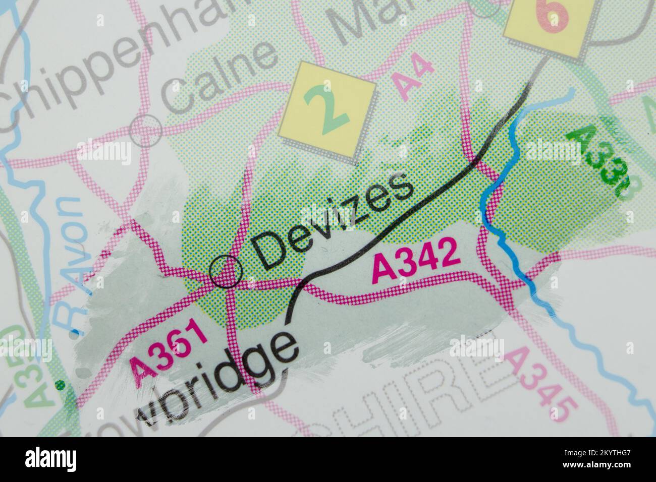 Devizes, United Kingdom atlas map town name - paint Stock Photo - Alamy