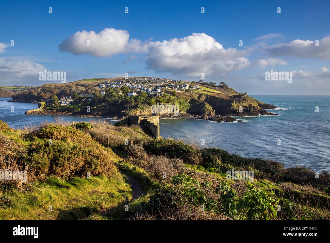 St Catherine's Castle with Polruan across Fowey Harbour, Cornwall ...