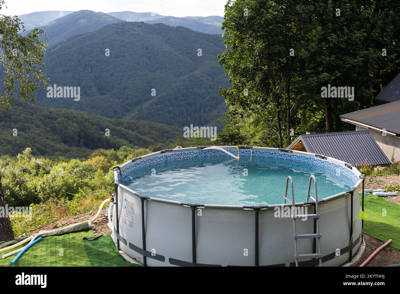 landscape view of swimming pool and top of mountain view and nature ...
