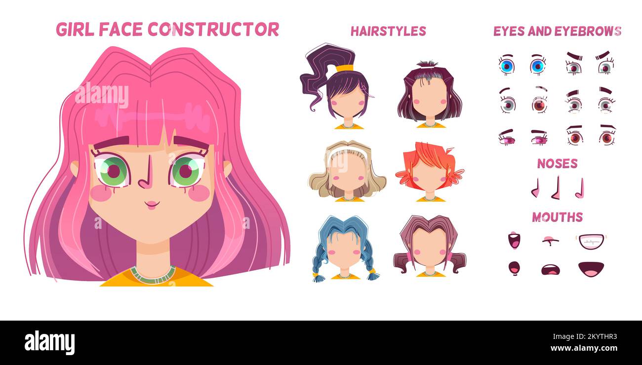 Baby girl face construction, generator of child avatar with different ...