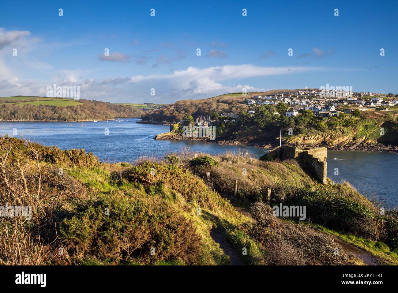 St Catherine's Castle with Polruan across Fowey Harbour, Cornwall ...
