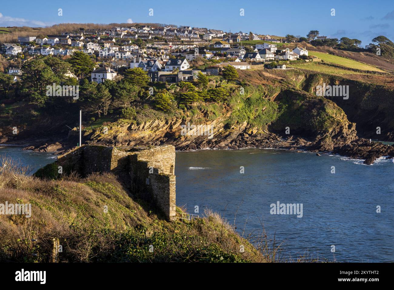 St Catherine's Castle with Polruan across Fowey Harbour, Cornwall ...